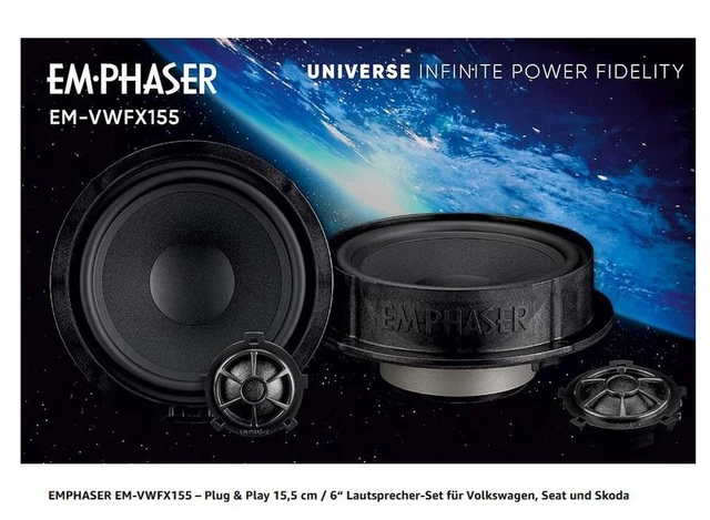 EMPHASER EM-VWFX155 2-WEGE Composants Haut-Parleur Compatible Avec VW Sirocco II EUR 224,11 ...