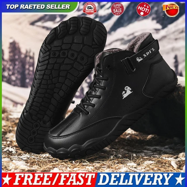 MEN SNOW BOOTS with Hook And Loop Closure Ankle Boots High-Top Shoes ...