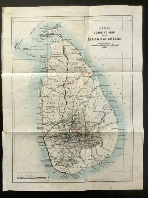 1900S COOK'S TOURIST MAP OF CEYLON ISLAND SRI LANKA EUR 40,54 - PicClick DE