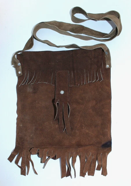 VINTAGE BROWN LEATHER Possibles Bag, Black Powder Hunting Trapper ...