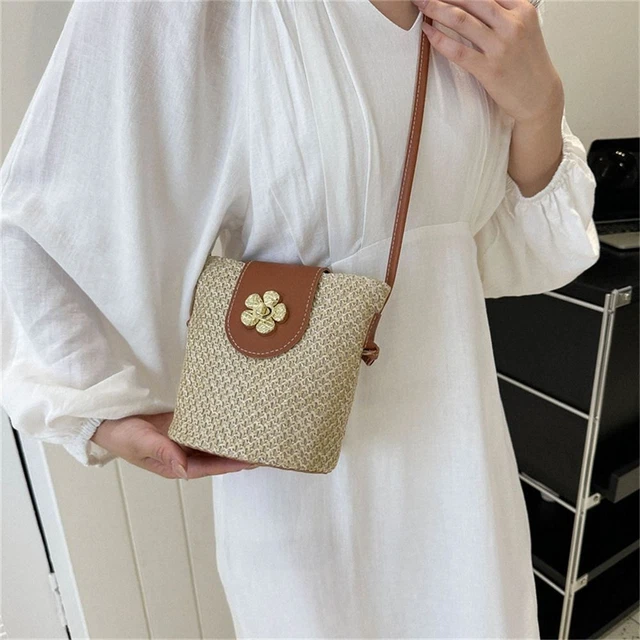 HANDMADE BRAID SHOULDER Bags Woven Messenger Bag Straw Bag Summer Beach ...