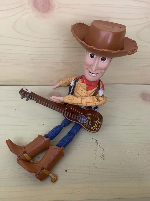 TOY STORY 14” Pull String Talking Woody With Guitar Hasbro 2002 Disney ...