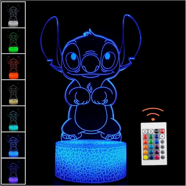 PERSONALISED 3D LED Stitch Night Light Illusion Lamp Lilo & Stitch 16 ...