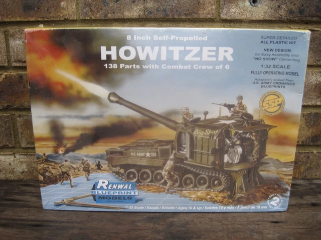 RENWAL BLUEPRINT 8” Self Propelled Howitzer w/ Crew 1:32 Scale Model ...