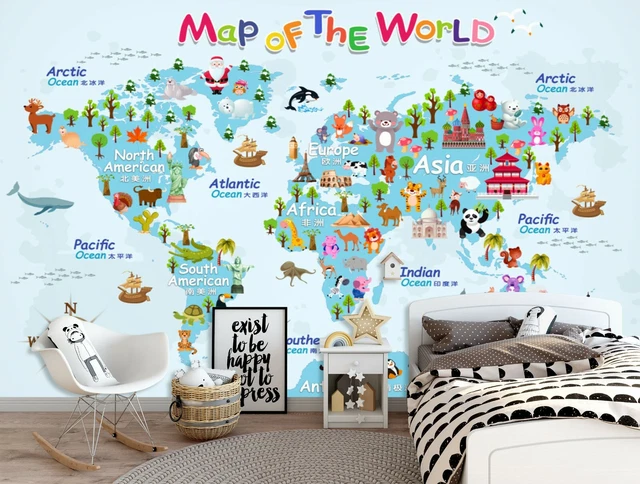 3D CUTE WORLD Map A452 Business Wallpaper Wall Mural Self-adhesive ...