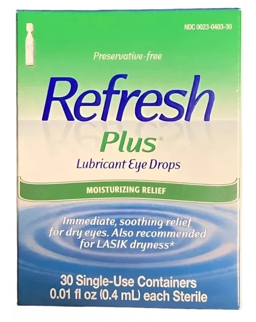 REFRESH PLUS LUBRICATING Eye Drops Single-Use Vials 30 Vials exp11/2025 ...