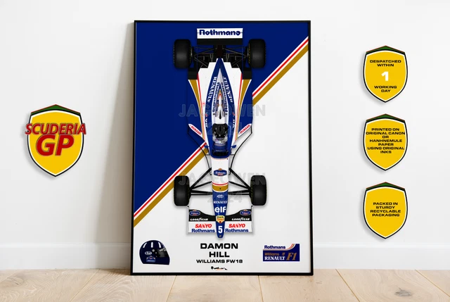 DAMON HILL JACQUES Villeneuve Williams FW18 1996 F1 Print - Scuderia GP £31.45 - PicClick UK