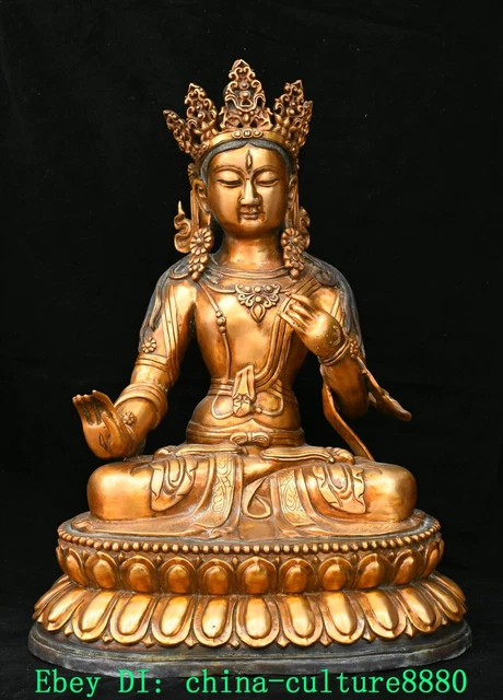 BOUDDHA DE MISÉRICORDE de mère blanche tibétaine en cuivre et or EUR 3.120,00 - PicClick FR