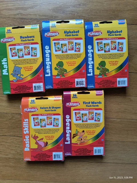 5 PACKS PLAYSKOOL Flashcards PreK-K Numbers Alphabet Colors Shapes 36 ...