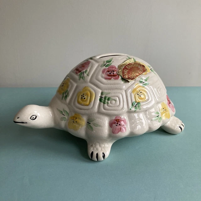 LARGE VINTAGE ARTHUR Wood Royal Bradwell Art Ware Tortoise Money Box ...