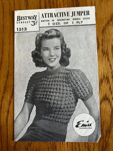 BESTWAY 1313 VINTAGE 1940's Wartime Original Knitting Pattern £8.00 ...