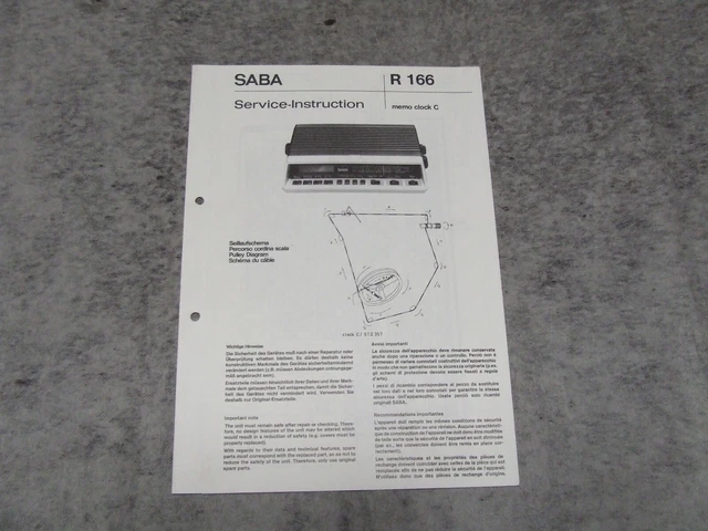 SCHALTPLAN SERVICE MANUAL für Radiowecker Uhrenradio Radio SABA memo clock C EUR 2,99 - PicClick DE
