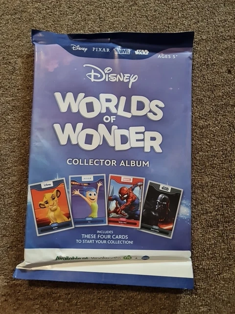 WOOLWORTHS 2024 DISNEY Worlds of Wonder Album with 4 Cards Brand New ...