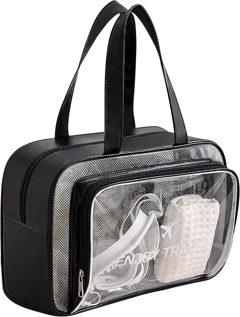 TRANSPARENT PVC & PU Clear Travel Toiletry Bag - Large Capacity, Wet ...