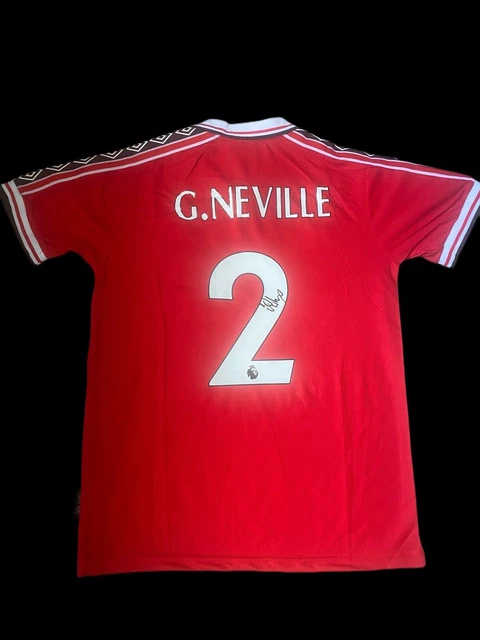 GARY NEVILLE MANCHESTER United Treble Hand Signed Home Shirt £150.00 ...