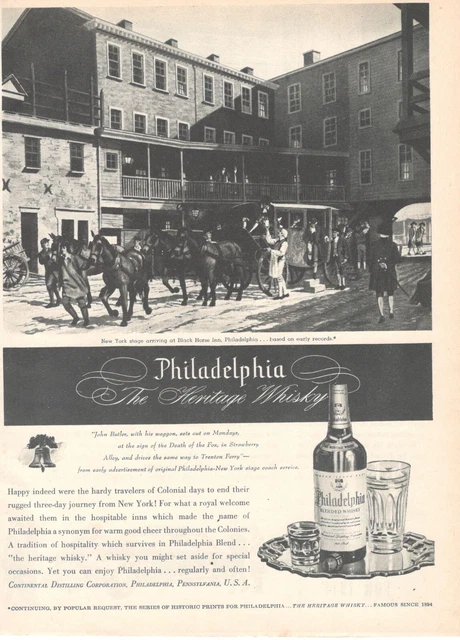 PHILADELPHIA WHISKY DISTILLÉ Publicité D'Origine 1946 The Heritage ...