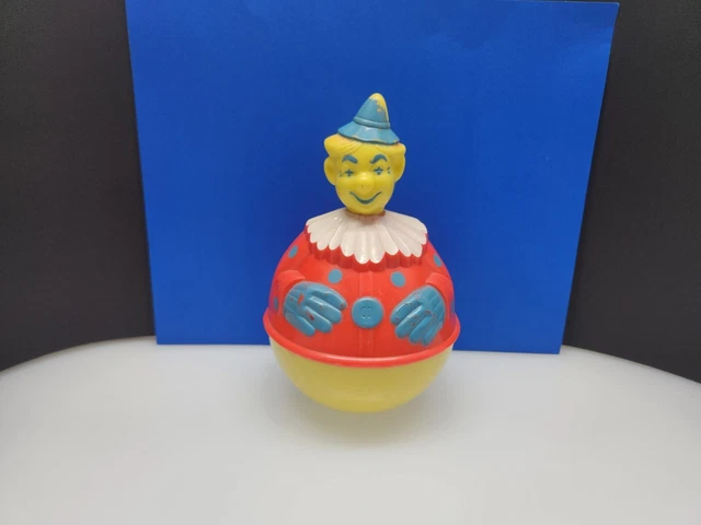 VINTAGE 1930-1940S TOY Roly Poly Clown Knickerbocker Plastic Musical ...