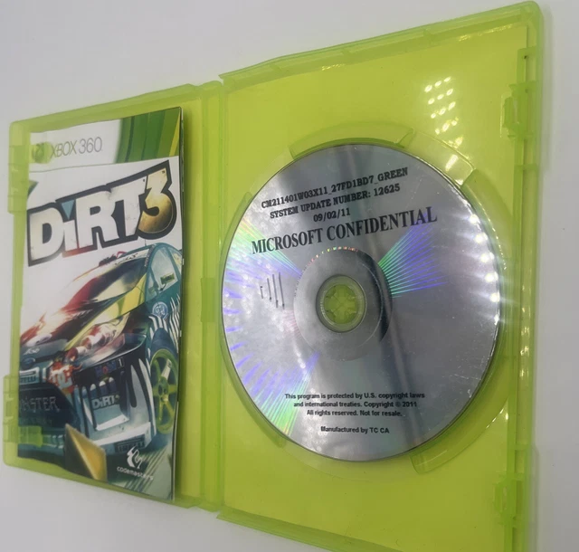 XBOX 360 DIRT 3 Developer Disc. Dev, alpha Build, Preview Debug ...