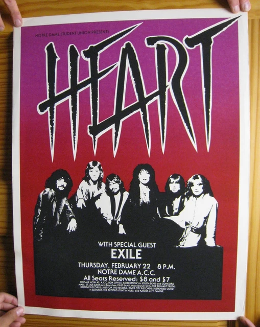 HEART AFFICHE CONCERT avec Exile at Notre Dame 22 Fév. 1978 Original ...