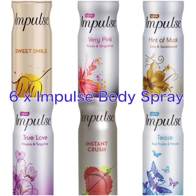 6 X IMPULSE BODY SPRAY DEODORANT - 75ml EACH - CHOOSE YOUR FRAGRANCE ...