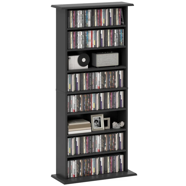 HOMCOM CD STORAGE Unit DVD Tower Blu-ray Storage Shelf for Living Room ...