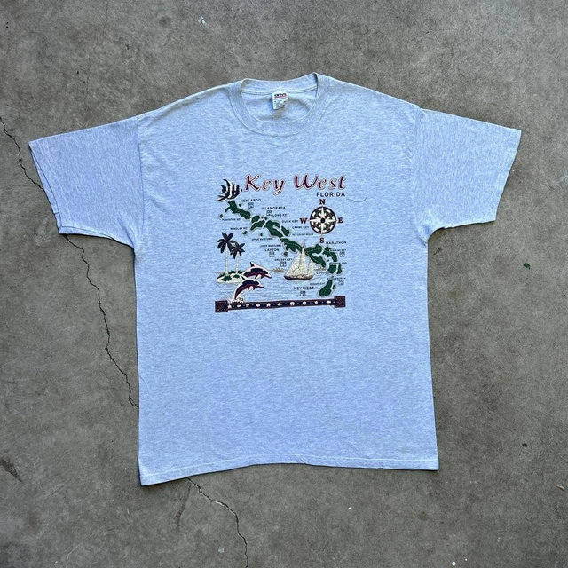 VINTAGE 90S KEY West Florida, USA Island Map Tourist Travel Merchandise ...