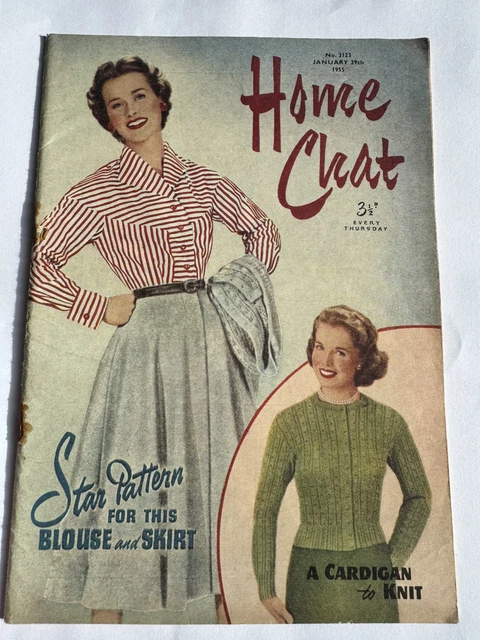 VINTAGE 1950S HOME Chat Magazine January 1955 - Knitting Family Baby ...
