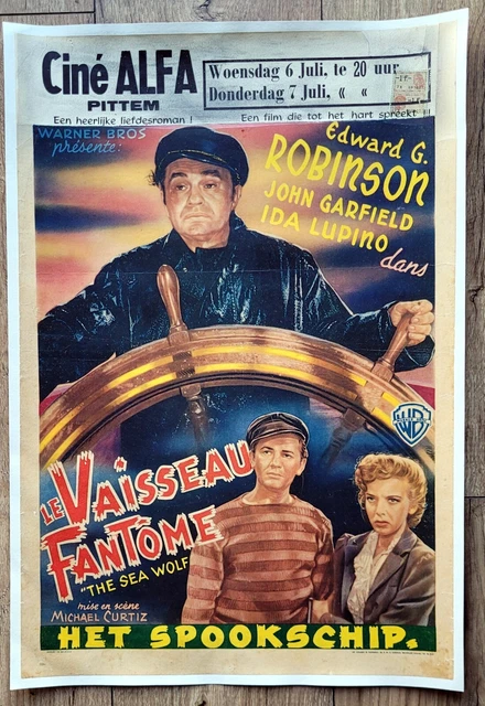 BELGIAN POSTER ENTOILÉE THE SEA WOLF, EDWARD G. ROBINSON, JOHN GARFIELD ...