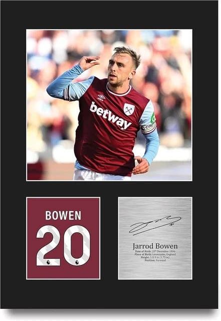 EXCLUSIVE JARROD BOWEN Autographed Picture - A4 Print for Football ...