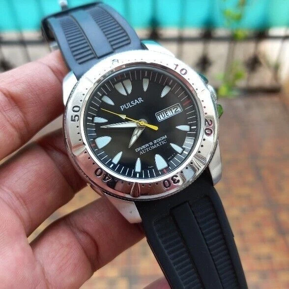 RARE PULSAR MANTA Diver Automatic 7S26-X004 Black Dial Sport Watch Men ...