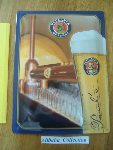 PLAQUE TOLE MÉTAL PAULANER MUNCHEN BIERE ALCOOL BEER BIER bières 30 ...