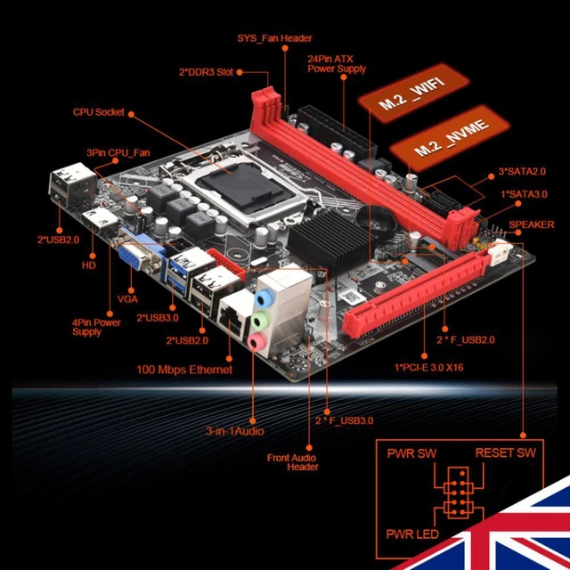 HDMI-COMPATIBLE/VGA/NVME M.2 DDR3 Motherboard Max Capacity 16GB for PC ...