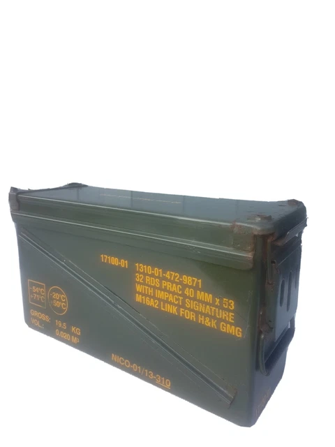 GENUINE ARMY SURPLUS Ammo Box PA120 40mm Ammunition Metal Tool Storage ...