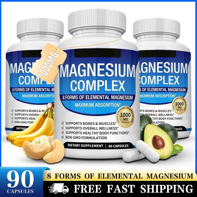 1-3PACK NUTRITION MAGNESIUM Complex,1000mg of 8-element magnesium, 90 Capsules £9.13 - PicClick UK