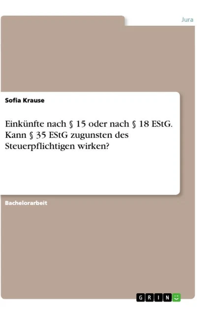 EINKÜNFTE NACH § 15 oder nach § 18 EStG. Kann § 35 EStG zugunsten des ...