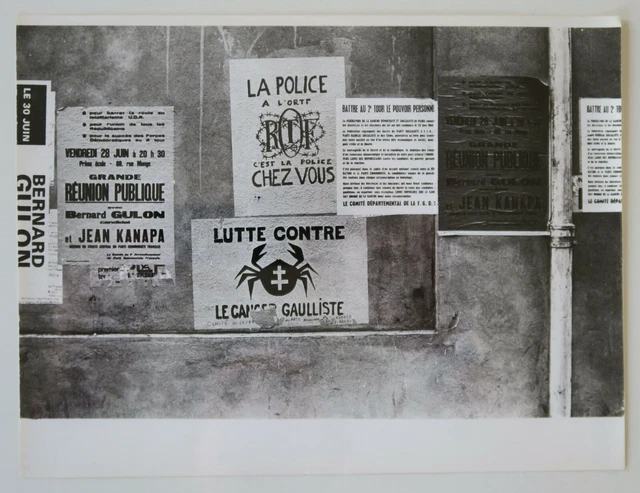 PHOTO ANCIENNE 18X24 affiche ORTF ELECTION Paris mai 68 poster may 1968 ...