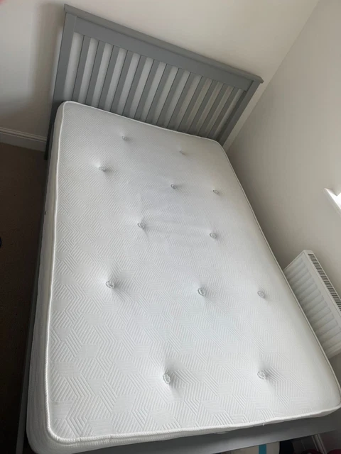 SMALL DOUBLE 4 Foot Grey Bed Frame with Mattress £125.50 - PicClick UK