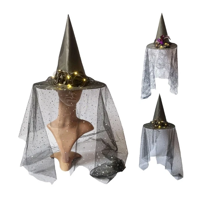 COBWEB VEIL WITCH Hats Wizard Costume Accessory for Halloween Party ...