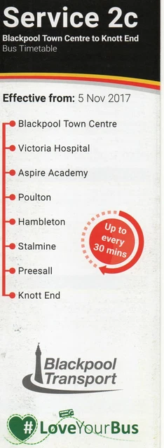 BLACKPOOL TRANSPORT BUS Timetable - 2C - Blackpool-Poulton-Knott End ...