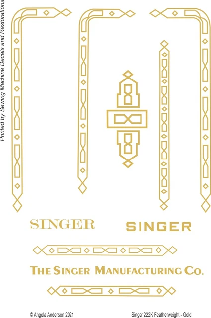 SINGER 222K FEATHERWEIGHT Sewing Machine Waterslide Decals $45.00 ...