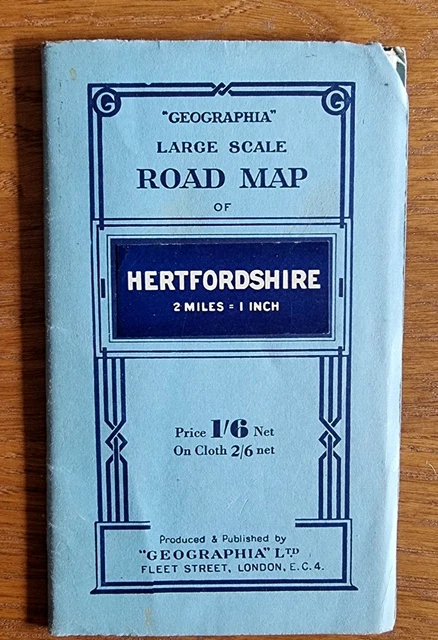 VINTAGE GEOGRAPHIA LARGE Scale Road Map of Hertfordshire 1940's? £4.50 ...