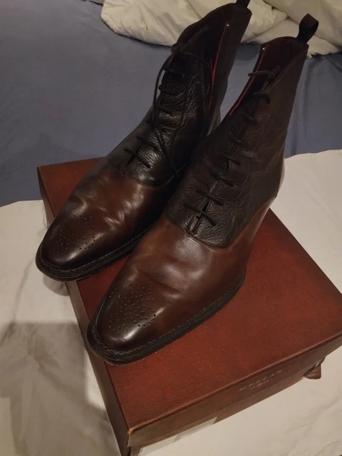 MEZLAN MEN'S BROGUE Cap Toe Ankle Boots Size 14 M Leather Brown £107.29 ...