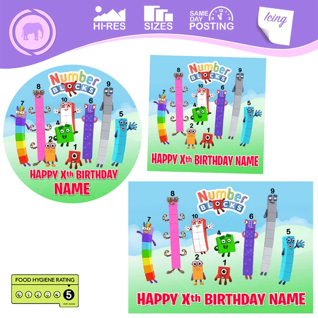 NUMBERBLOCKS CAKE TOPPER Personalised Decoration Edible Icing sizes inc ...