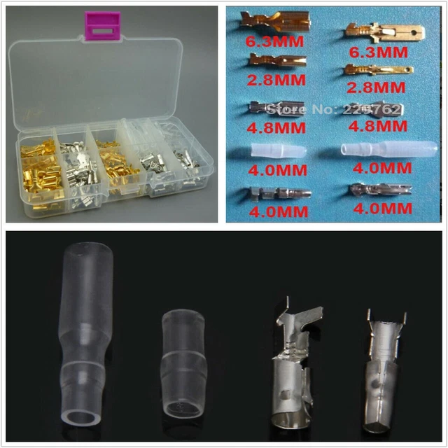 150PCS 10 KIND Female Male Car Spade Connector copper Splice Crimp Wire ...