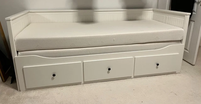 IKEA HEMNES DAY-BED frame with 3 drawers, white, 80x200 cm, two ...