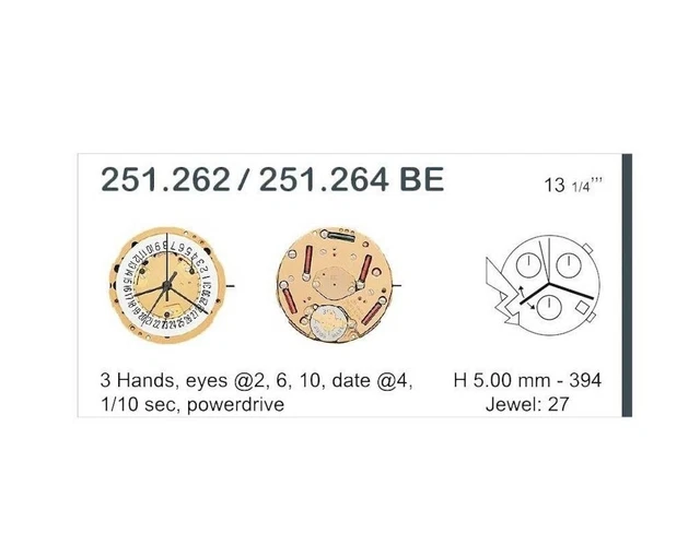 MECCANISMO MOVIMENTO AL quarzo ETA 251.264 - 251.262 Swiss Made EUR 159 ...