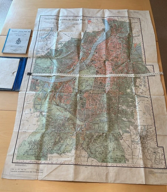VINTAGE GUIDE MAP of Calcutta & Howrah - Third Edition 1943 (Antique) £ ...