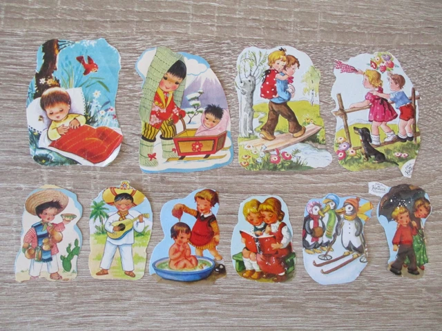 10 ALTE KRÜGER Oblaten/Glanzbilder, Tiere -- Kinder, geprägt, mit + ohne Glimmer EUR 2,99 ...