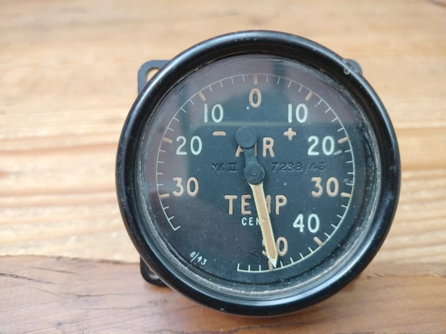 VINTAGE ORIGINAL WW2 Raf Aircraft Air Temperature Indicator Gauge Mkii ...