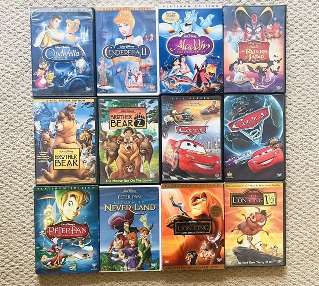 12 DISNEY DVDS Lot - Original/Sequel Sets-Aladdin, Lion King, Peter Pan ...